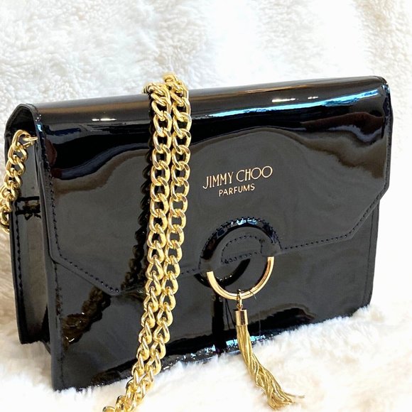 Jimmy Choo | Bags | Jimmy Choo Crossbody Chain Purse Gold Tassel Logo ...